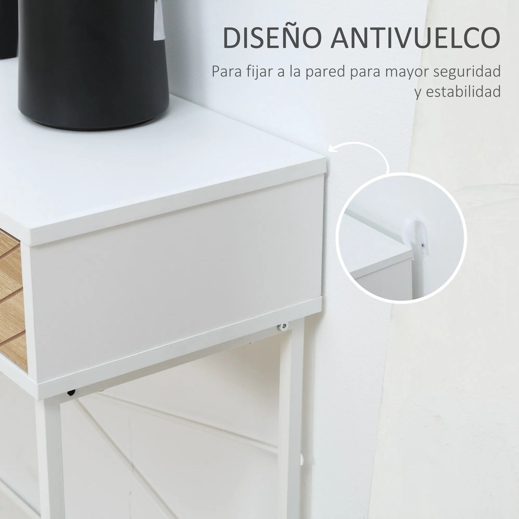 HOMCOM Úzký konzolový stolek do předsíně s 2 zásuvkami, design s vyřezávanými liniemi, moderní styl pro chodbu, obývací pokoj a ložnici 100x30x75 cm …