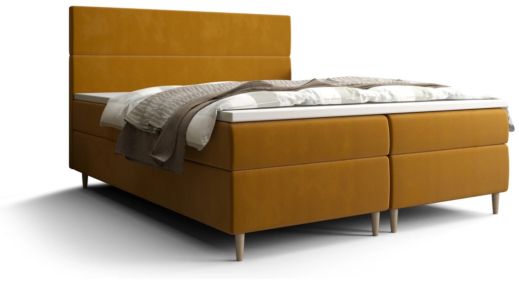 Manželská postel Boxspring 140 cm Flu Comfort (zlatá) (s matrací a úložným prostorem). 1055919