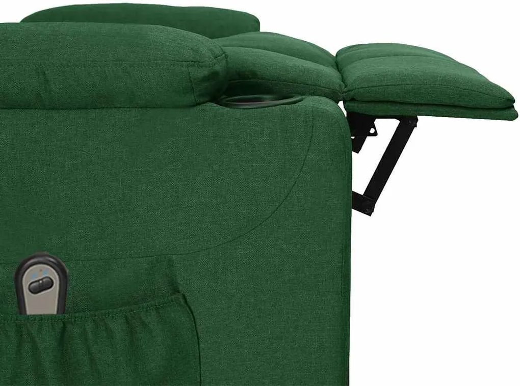 Elektrické polohovací křeslo tmavě zelené textil 3098821