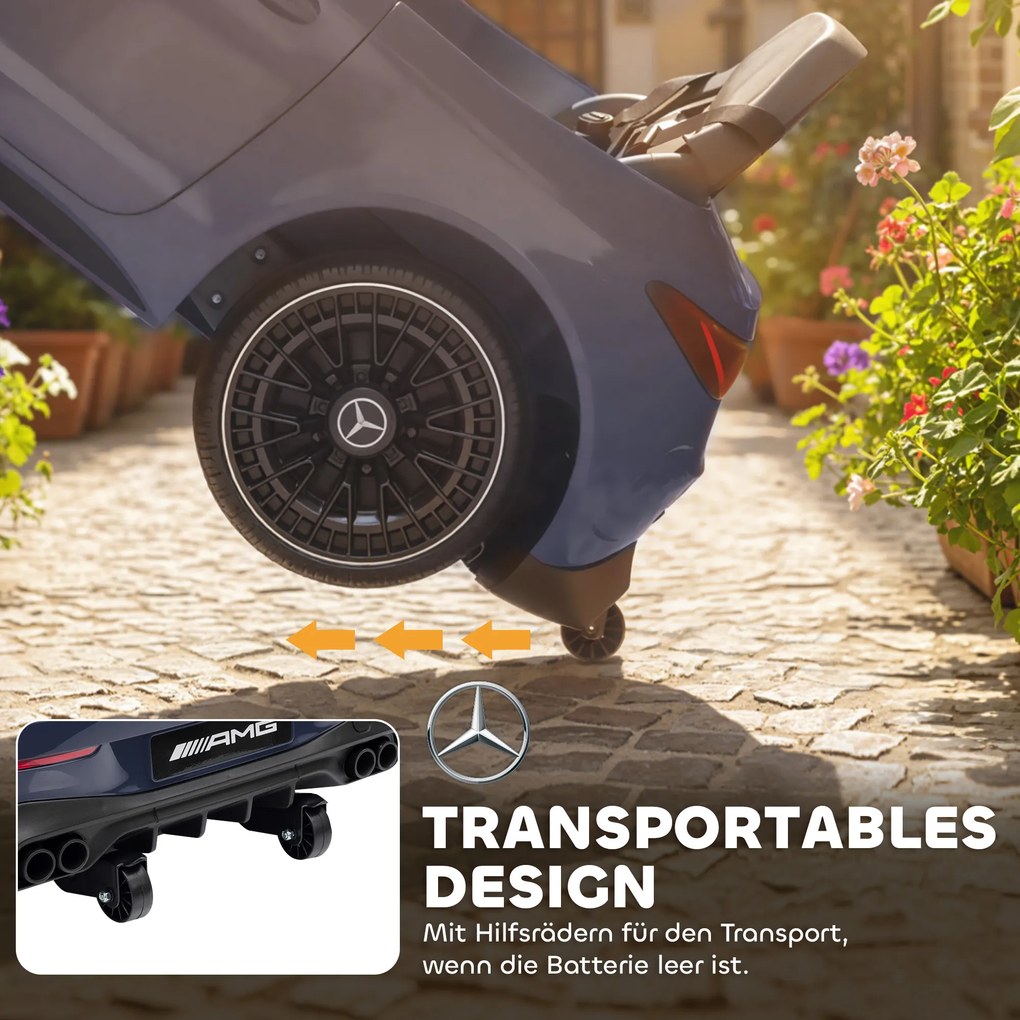 AIYAPLAY Dětské elektrické auto, design Mercedes, 12V motory, dálkové ovládání, LED světla, hudba, pro děti 3-6 let, šedá