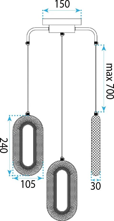 Toolight Rea, ZÁVĚSNÉ STROPNÍ LED SVÍTIDLO G173-3CP GOLD, OSW-07817