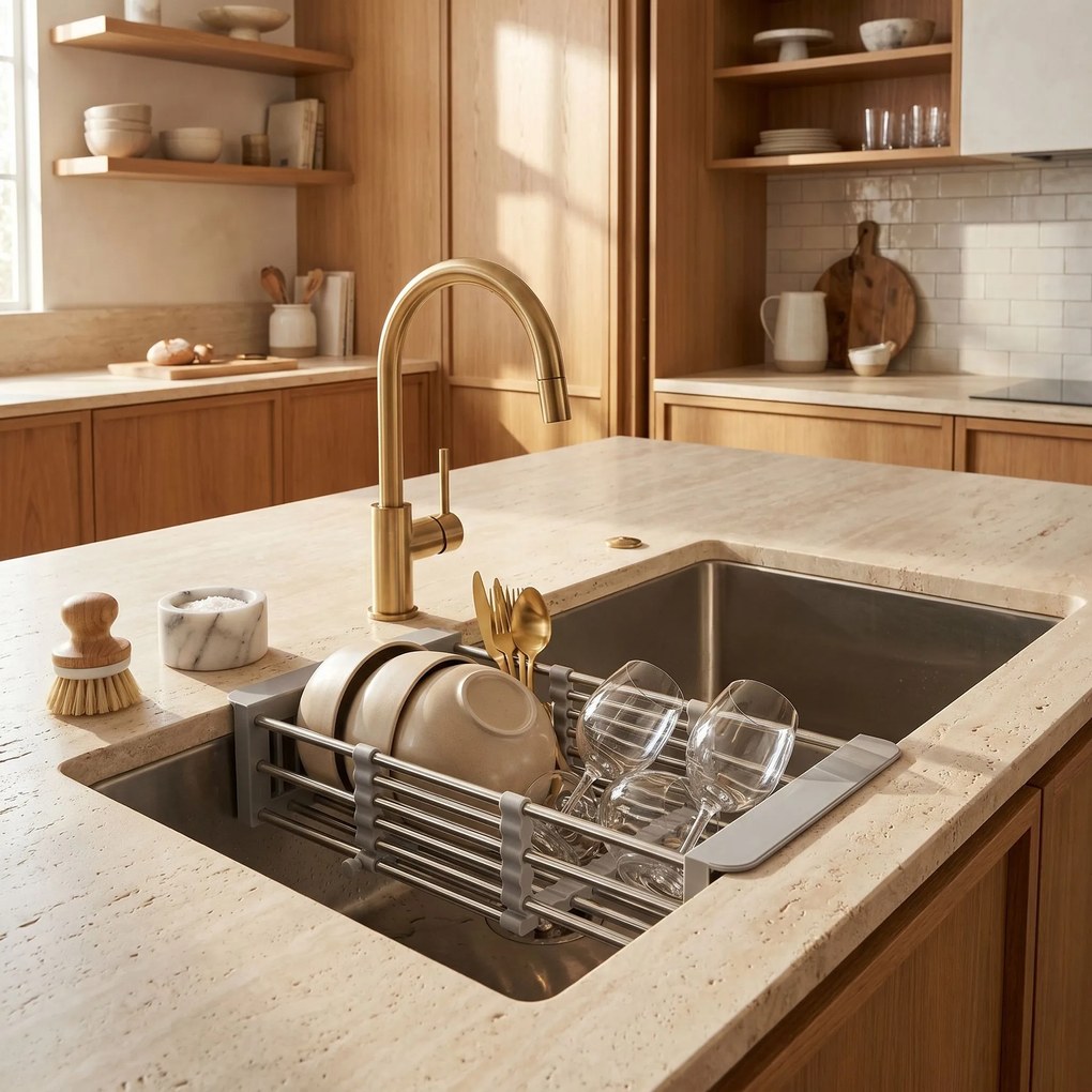 Teleskopický odkapávač na dřez REA P14487A, šedý