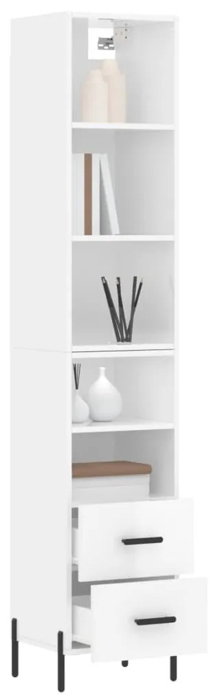 Skříň highboard bílá s vysokým leskem 34,5x34x180 cm kompozit,  3189775