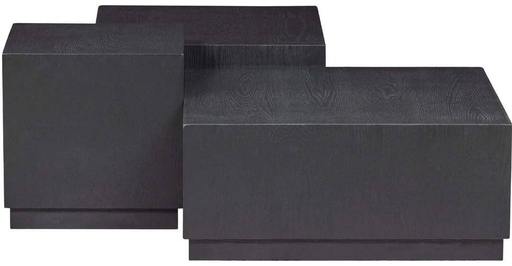 Hoorns Set tří černých jasanových konferenčních stolků Pommo 70/55/40 cm