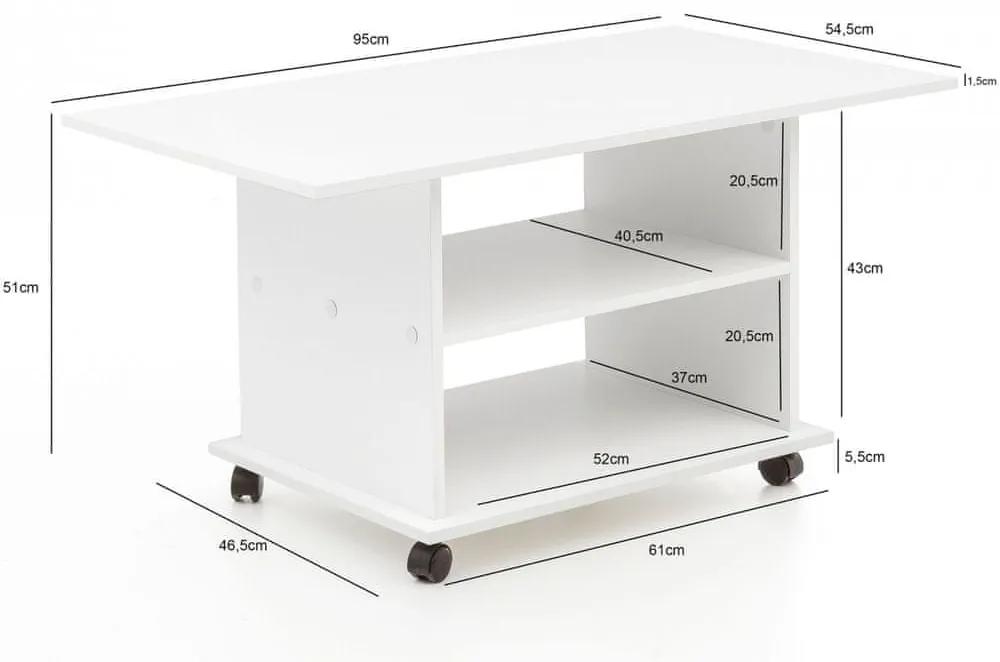 Bruxxi Konferenční stolek Luja, 95 cm, bílá