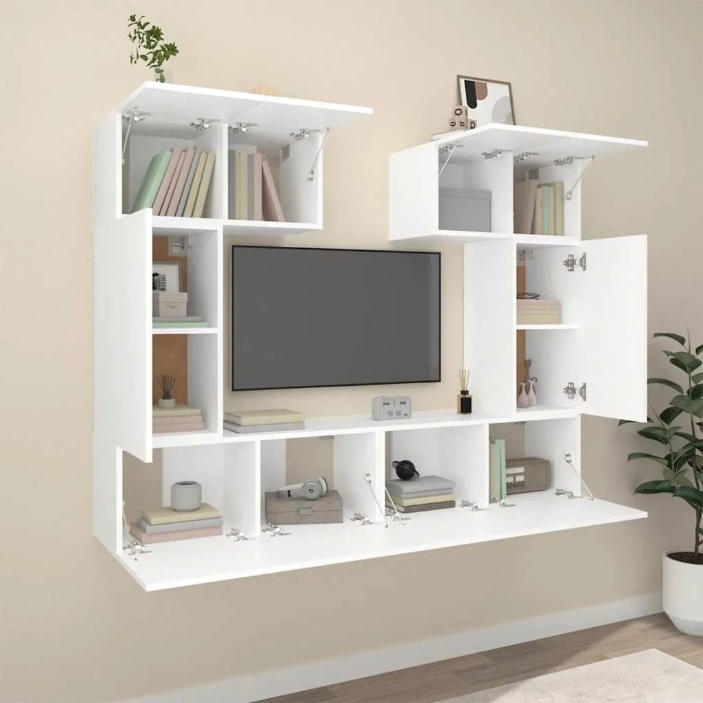 6dílný set TV skříněk bílý kompozitní dřevo 3114454