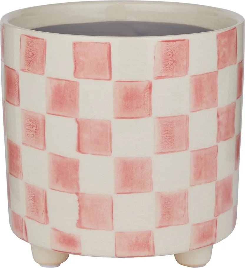 NEW DELFT Květináč šachovnice 13,5 cm - růžová