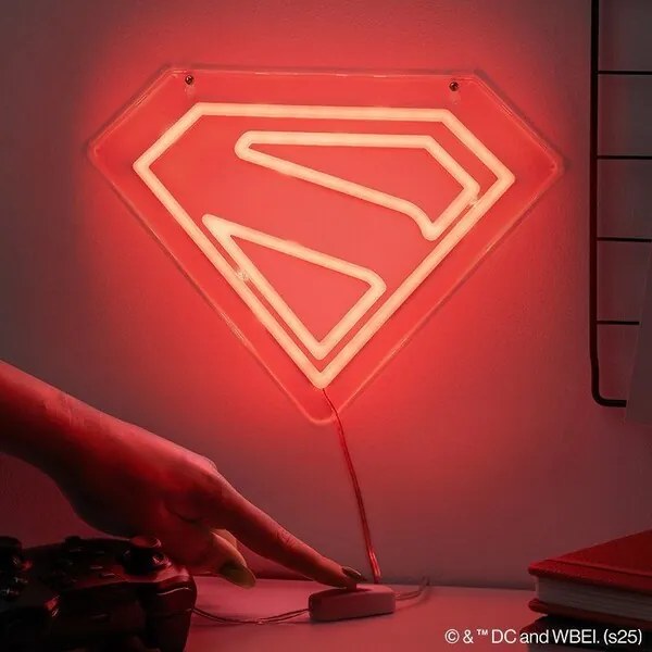 Paladone LED světlo na stěnu Superman - Neon logo Čirá