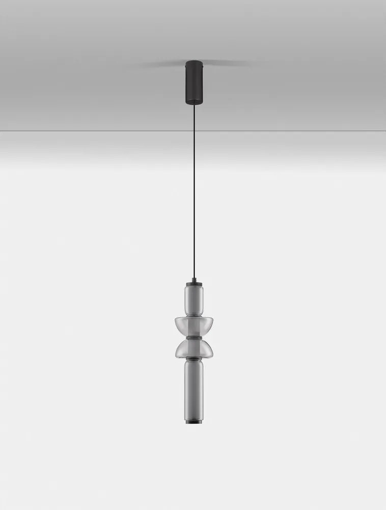 Šedé skleněné LED stmívatelné závěsné svítidlo ø 12 cm Ulon – Nova Luce