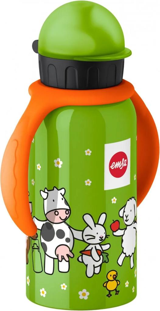 Láhev na pití dětská s uchy Farm Family 0,4L, zelená