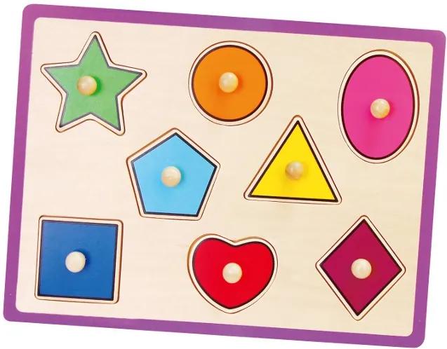Dětské dřevěné puzzle s úchyty Viga geometrické tvary