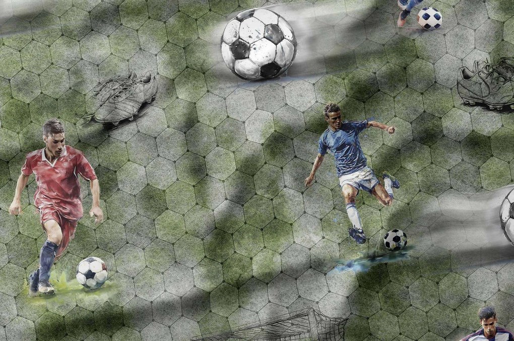 Bavlněný povlak na polštář Fotbaloví hráči Velikost: 70 x 90