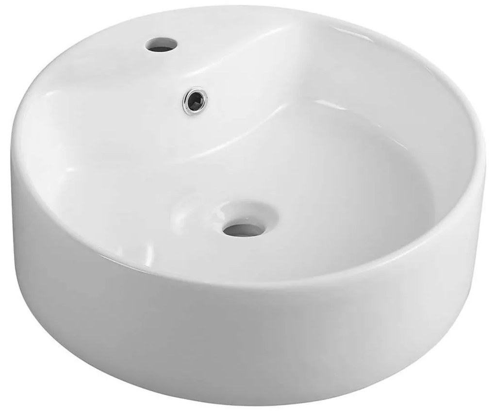 Aqualine Keramika - Umyvadlo na desku, průměr 40 cm, s 1 otvorem pro baterii, bílá 49413