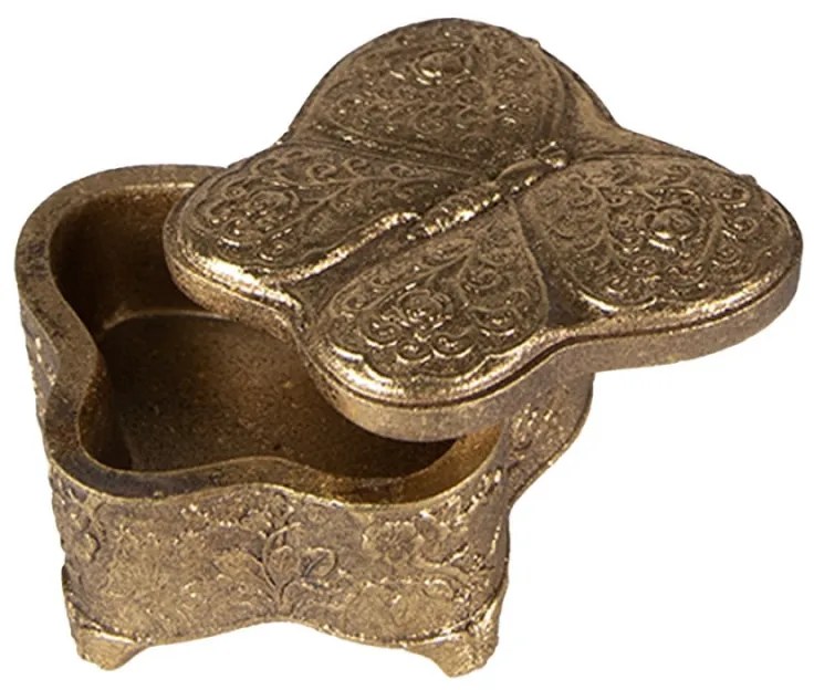 Zlatá antik šperkovnice motýl – 6x5x3 cm