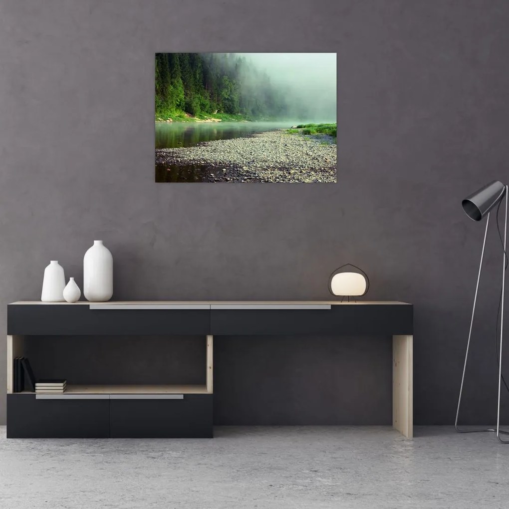 Skleněný obraz - Řeka u lesa (70x50 cm)