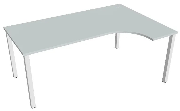 Stůl ergo oblouk levý 180×120/80 cm - Hobis Uni UE 1800 L Dekor stolové desky: šedá, Barva nohou: bílá