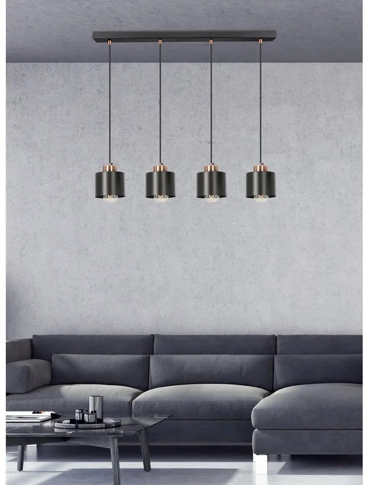 Černé kovové závěsné svítidlo 12x75 cm Olena – Candellux Lighting