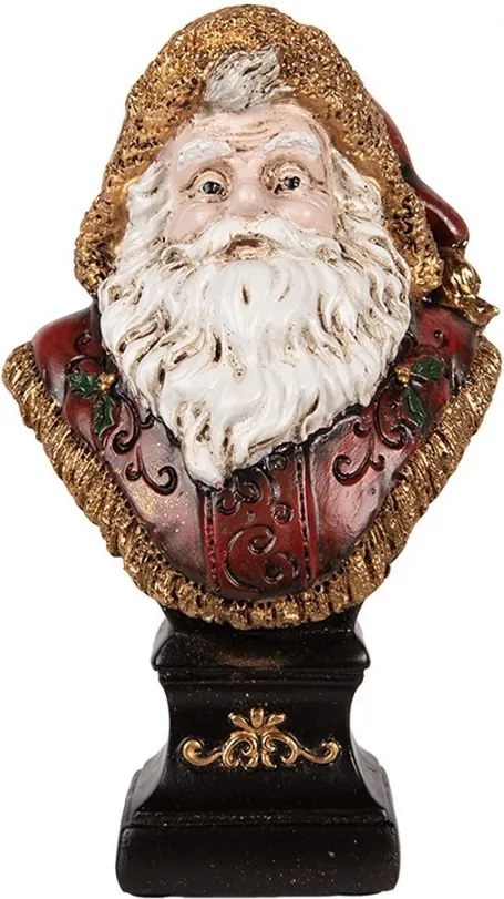 Červeno-zlatá vánoční dekorace busta Santa Claus - 10*8*17 cm