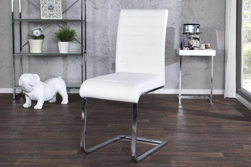 Deflee židle STUART WHITE ZDL15472syntetická kůže, chrom   45 cm x 100 cm x 50 cm