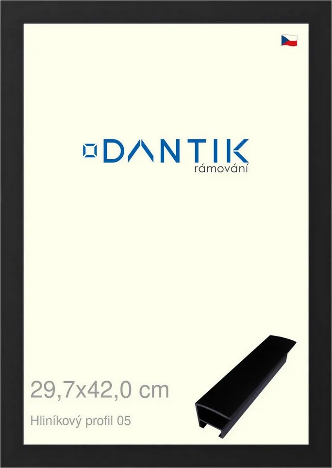 DANTIK rámeček 29,7x42 | ALU profil 7005 Černá matná (Plexi Čiré)