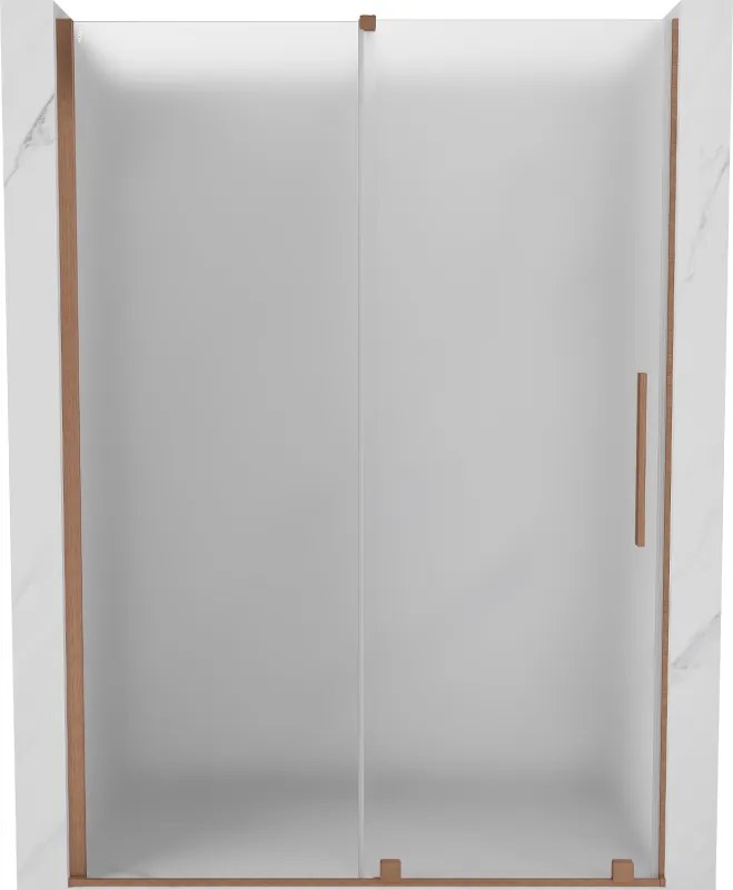 Mexen Velar, posuvné sprchové dveře do otvoru 130 cm, 8mm sklo námraza, měděná matná, 871-130-000-31-65