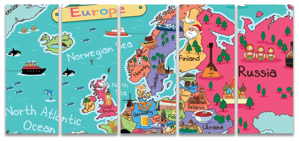 Malvis ® Dětský obraz Mapa Evropa Velikost: obdélník - 100x60 cm