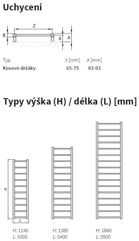 Isan Aura topný žebřík 1140/300 DDIN11400300 Barva ISAN: Růžový korál - struktura S32 (26)