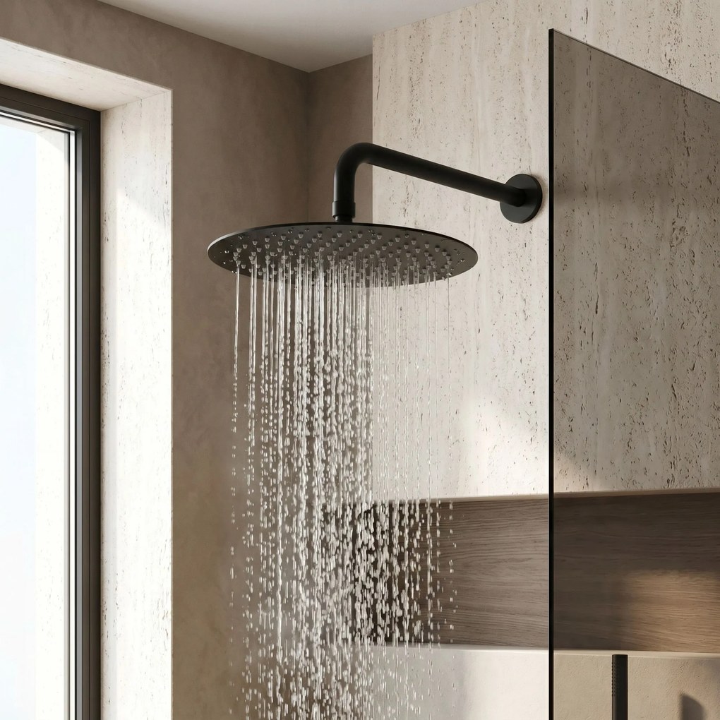 Rea Rea, kulatá dešťová sprchová hlavice, JS-P014B, 30cm, černá matná, REA-P8603