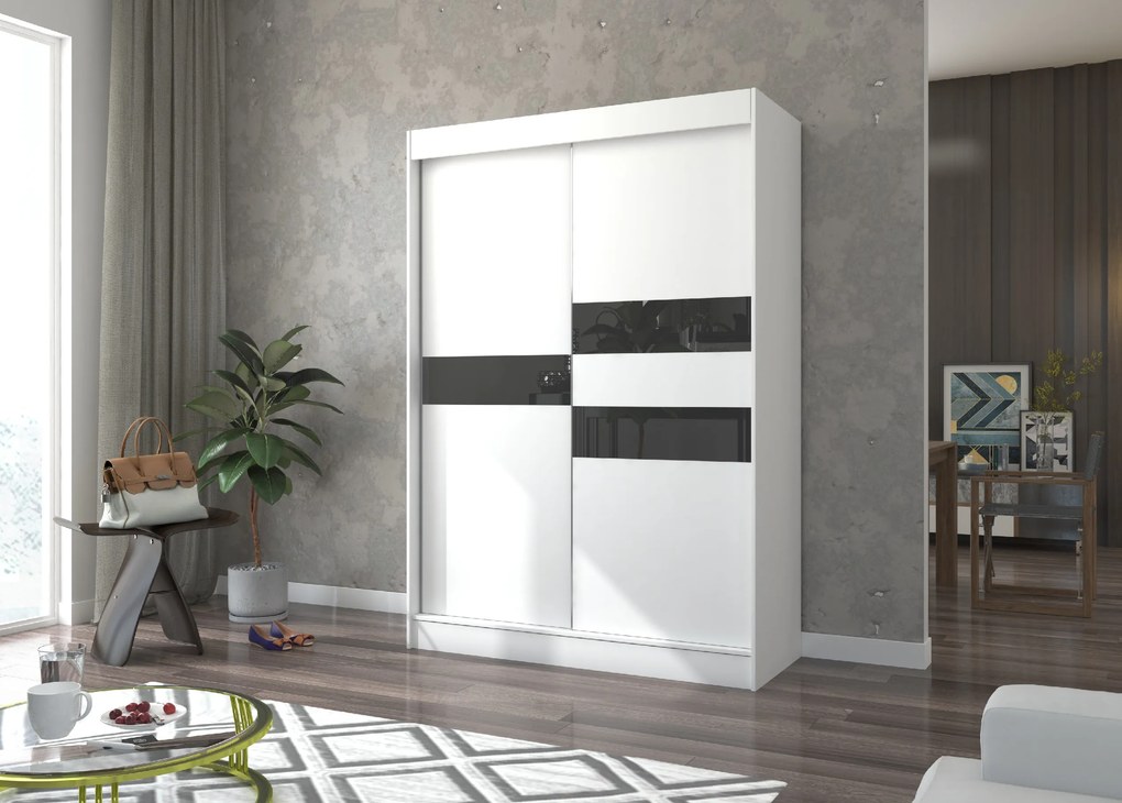 ADRK Furniture Skříň s posuvnými dveřmi a lacobelem BATIA 150 ADRK-SW-BAT-W-BL-150