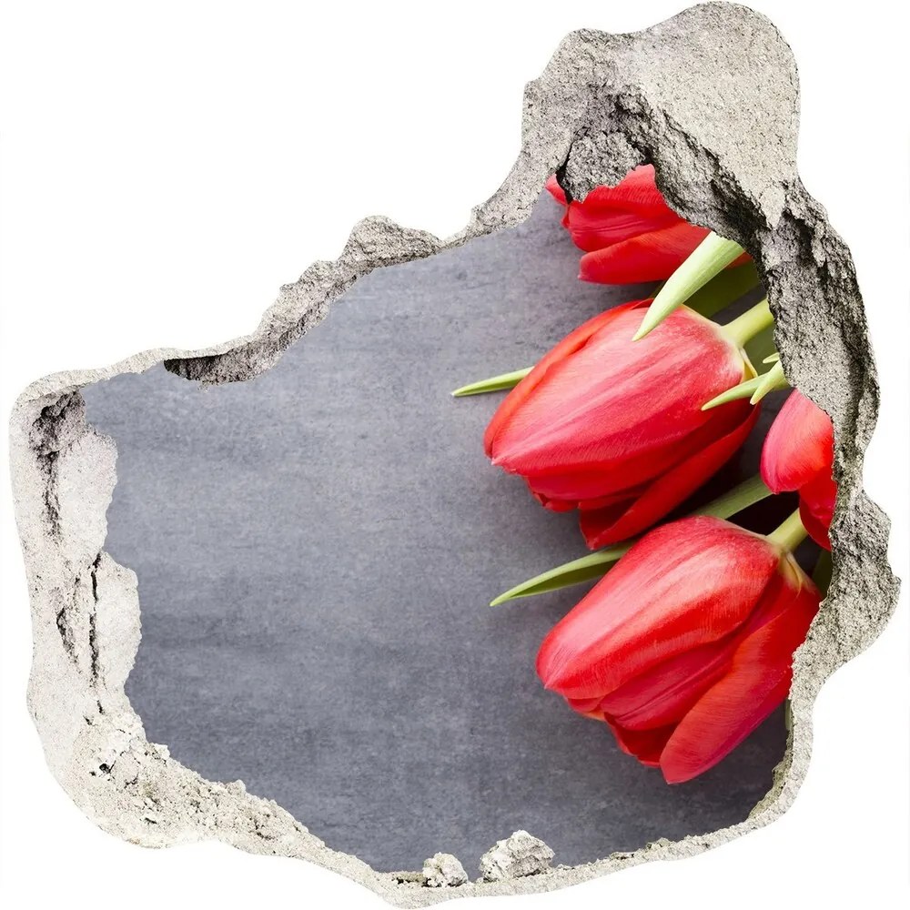 Wallmuralia Samolepící díra na stěnu Červené tulipány 75x75 cm