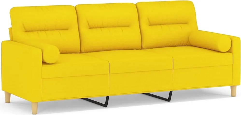 3místná pohovka s polštáři světle žlutá 180 cm textil 3200834