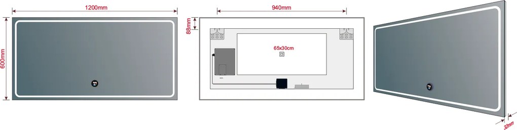 Sapho Sapho, GEMINI zrcadlo s LED osvětlením 120x60cm, chytré funkce, GM120K
