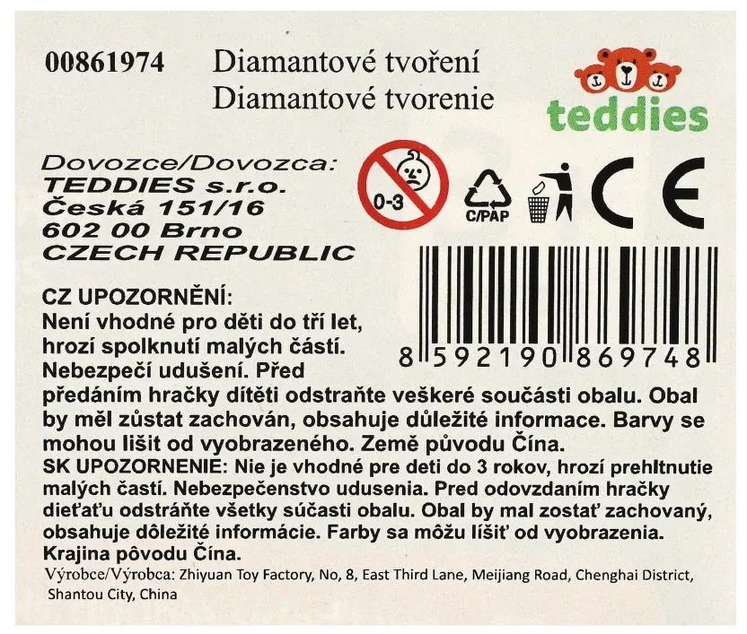 Teddies Kreativní sada diamantové malování Vesmír s nalepovacími diamanty v krabici 21x27x3cm