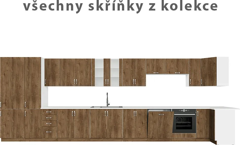 SARA | horní skříňka 50 OK-40 1F výklopná | 50 cm | bílá/dub lefkas
