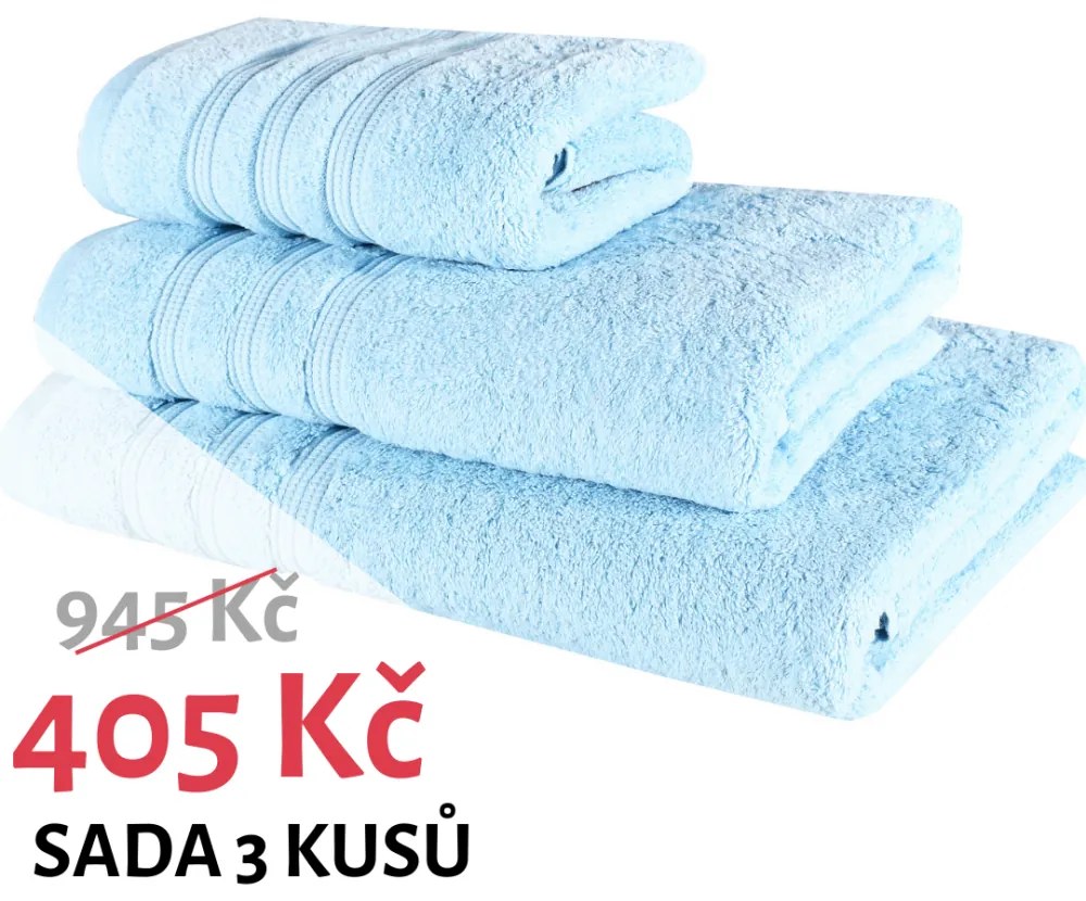EMI Sada 3 kusů bavlněných osušek a ručníku Lale modrá 1x 50x90 + 1x 70x140 + 1x 90x165