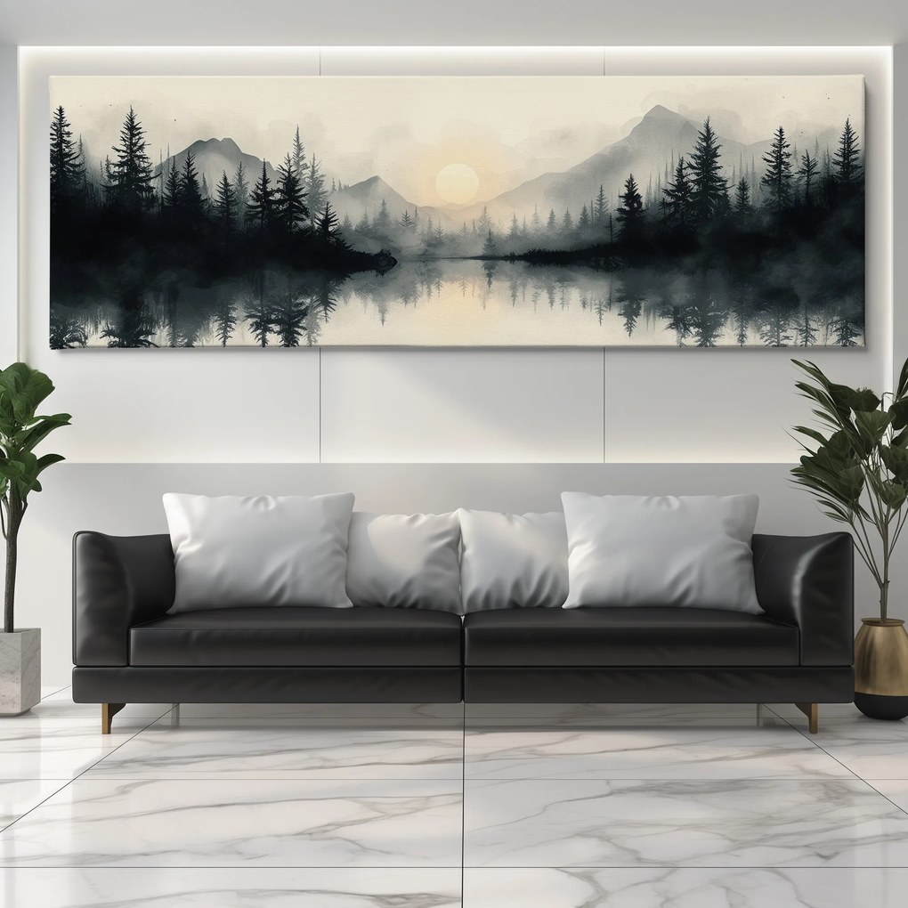 Obraz na plátně - Jehličnatý les v mokřadech FeelHappy.cz Velikost obrazu: 120 x 40 cm