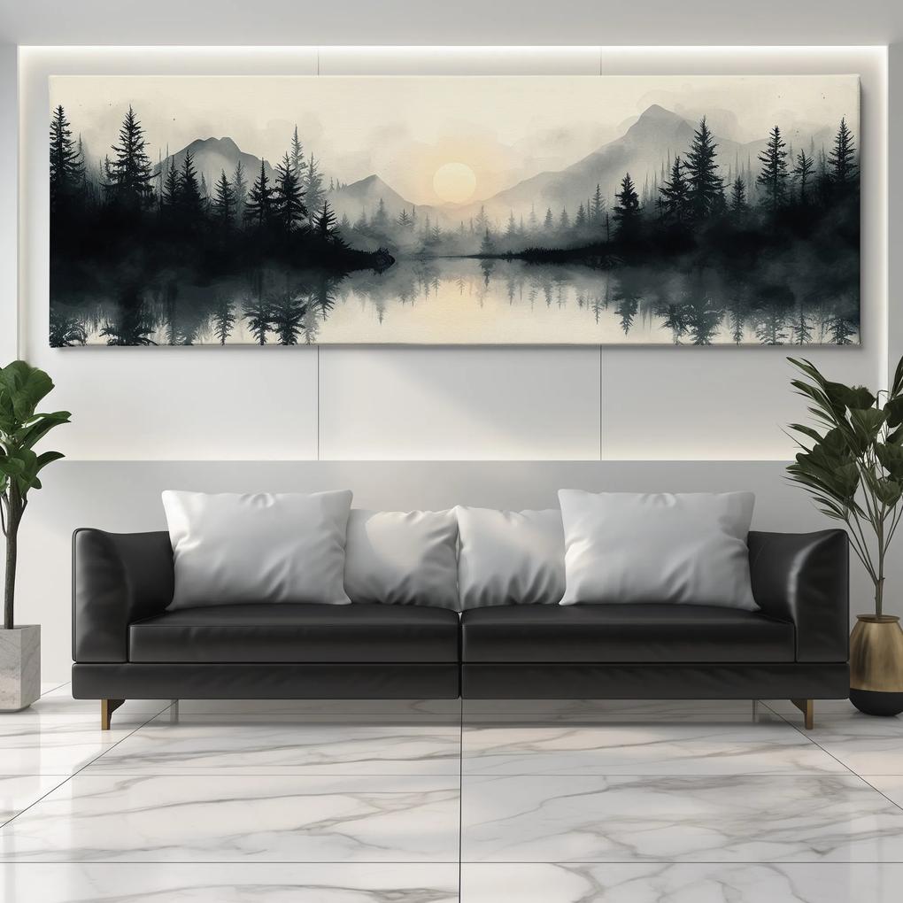 Obraz na plátně - Jehličnatý les v mokřadech FeelHappy.cz Velikost obrazu: 180 x 60 cm