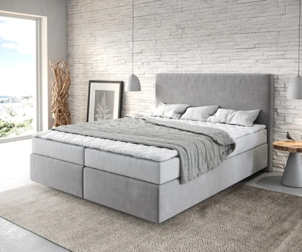 Boxspring postel Dream-Well 160x200 cm mikrovlákno šedá s matrací