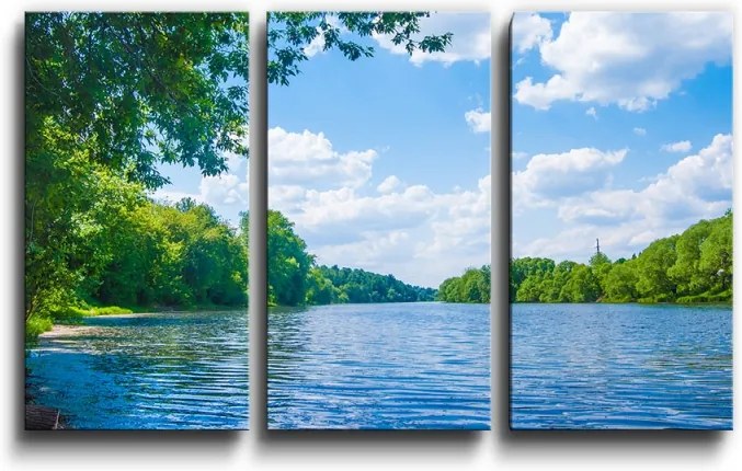 3- dílný obraz 120x80 - Výhled na jezero - Sablo.cz