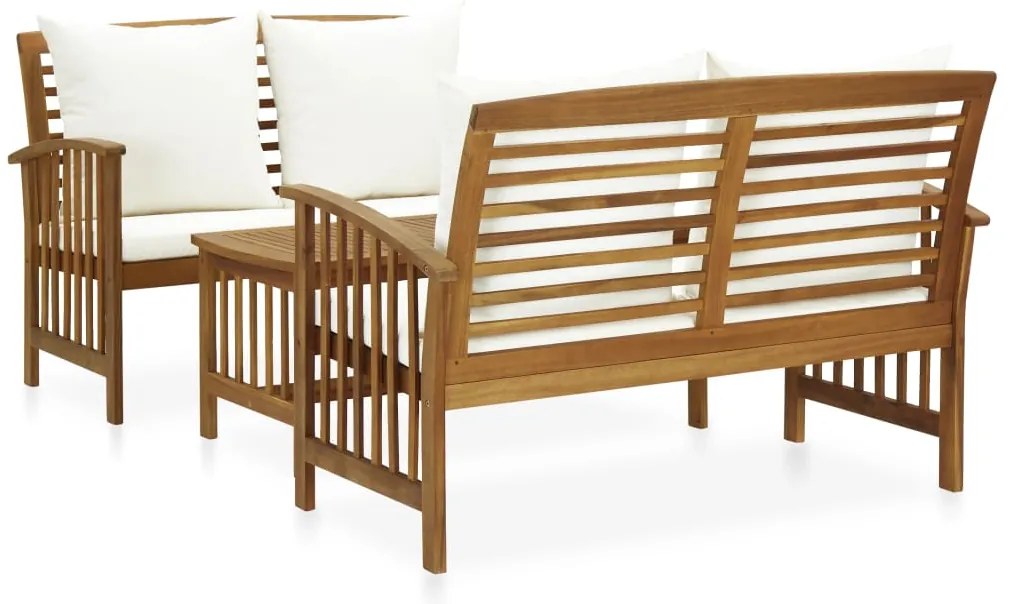 vidaXL Marketos 3dílná zahradní sedací souprava s poduškami masivní akácie