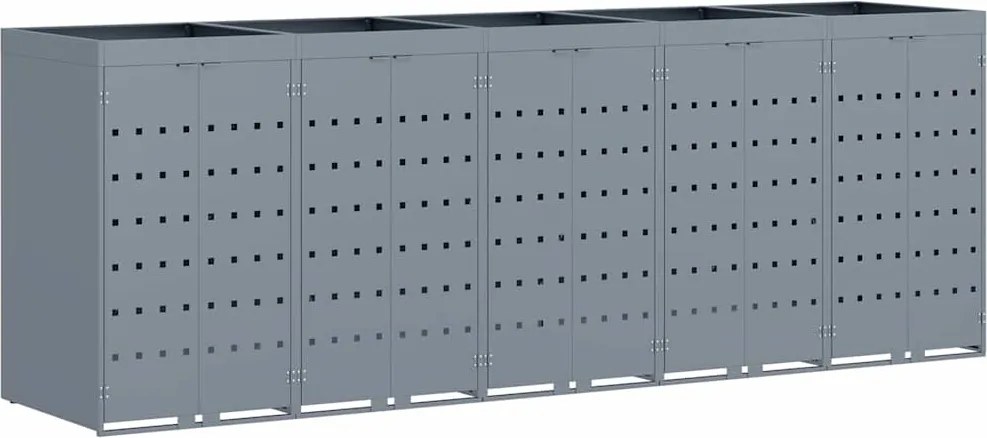 Úložný box na 5 popelnic Světle šedá 340 x 77,5 x 121,5 cm 3394751