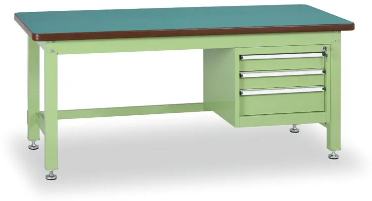 Dílenský stůl GL Se závěsným boxem na nářadí, MDF + PVC deska, 3 zásuvky, 1500 x 750 x 800 mm