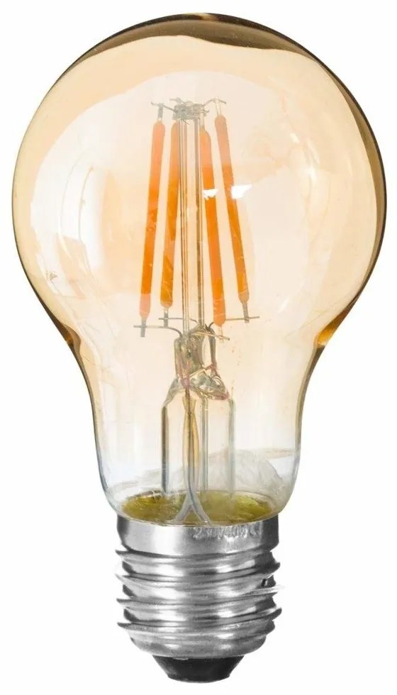 Dekorativní LED žárovka v jantarovém odstínu, energeticky úsporná LED lampa v designovém stylu
