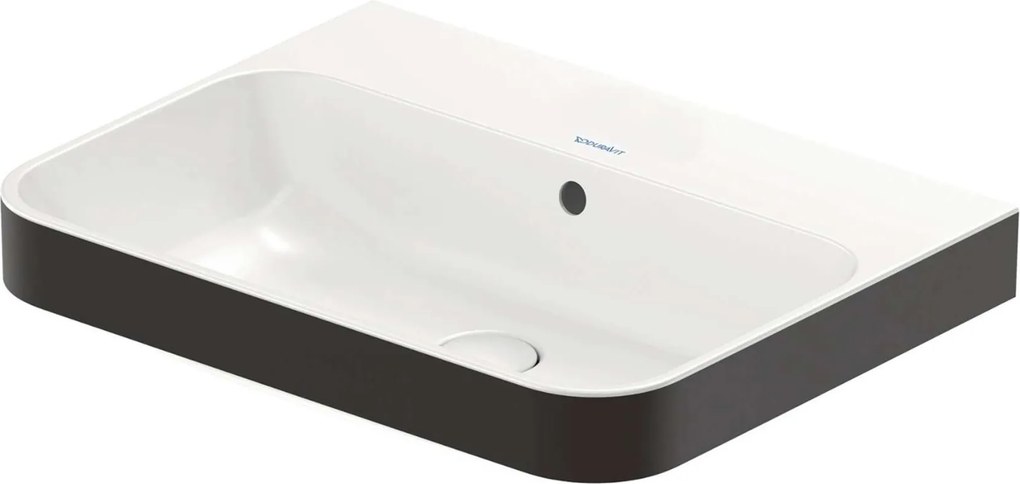 Duravit Happy D.2 - Umyvadlo na desku, 60x46 cm, s přepadem, bez otvoru pro baterii, s výpustí, antracit/bílá 2360606160