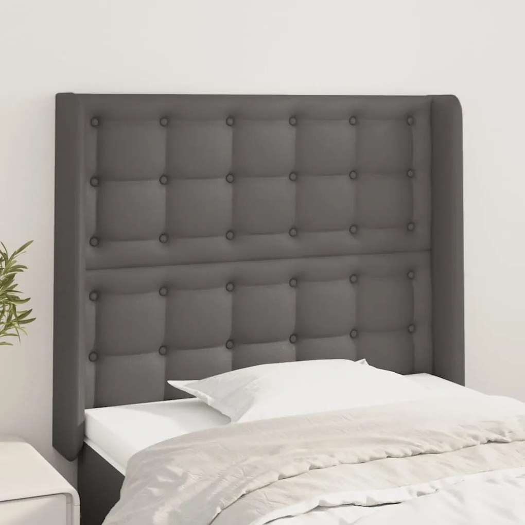 Čelo postele typu ušák šedé 83x16x118/128 cm umělá kůže 3119656
