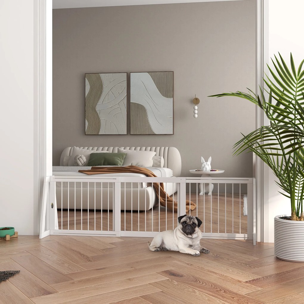 PawHut Zábrana pro psy 3-panelová s možností roztažení 71-190cm - dřevěný pet fence - rozměry 71-190L x 38,5W x 56H cm bílá | Aosom