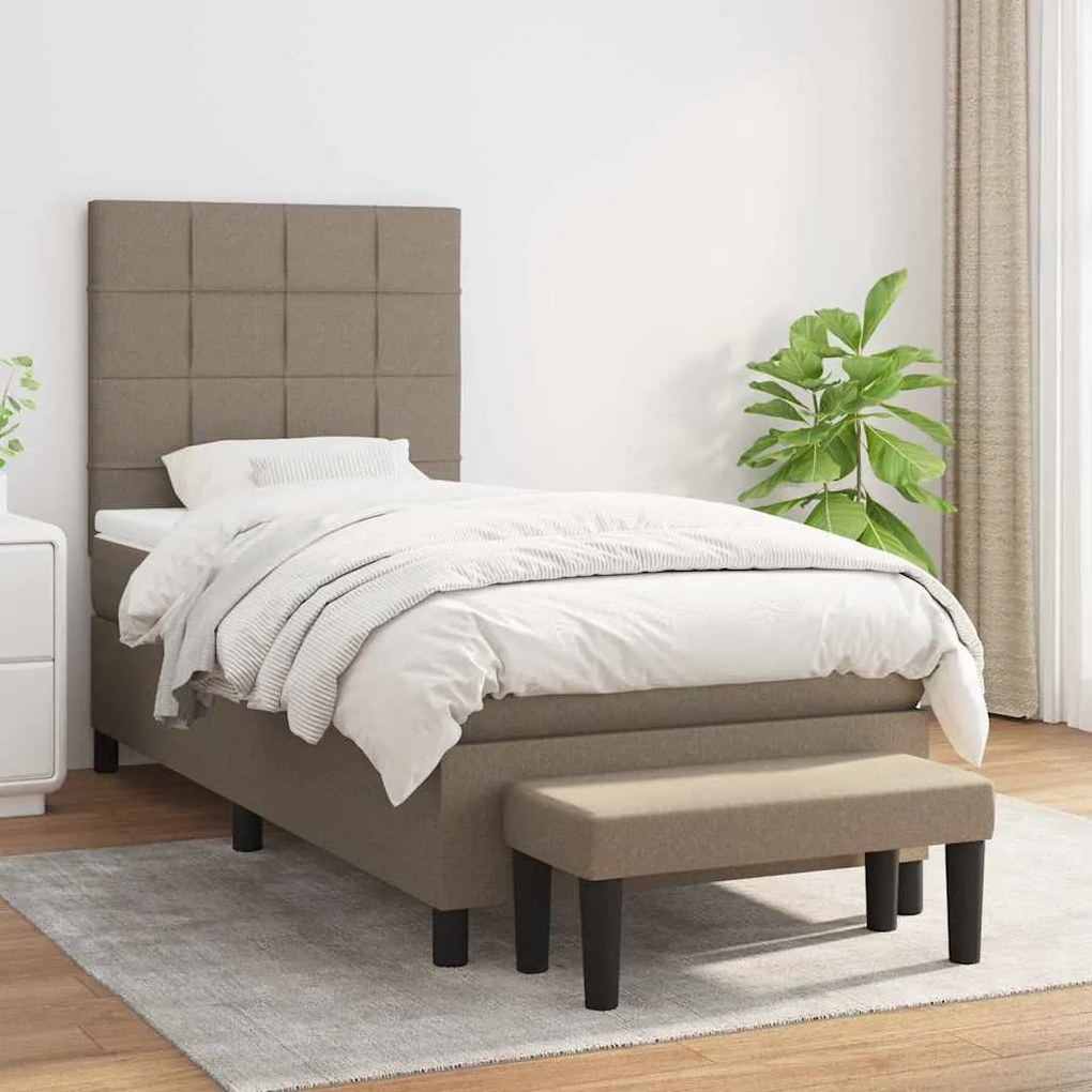 Box spring postel s matrací taupe 90x190 cm textil 3136561