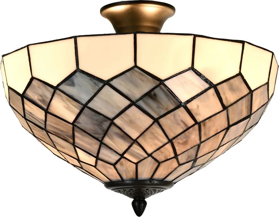 Bílo-šedá stropní lampa Tiffany Paulette - Ø 41*24 cm E14/ 2*40W