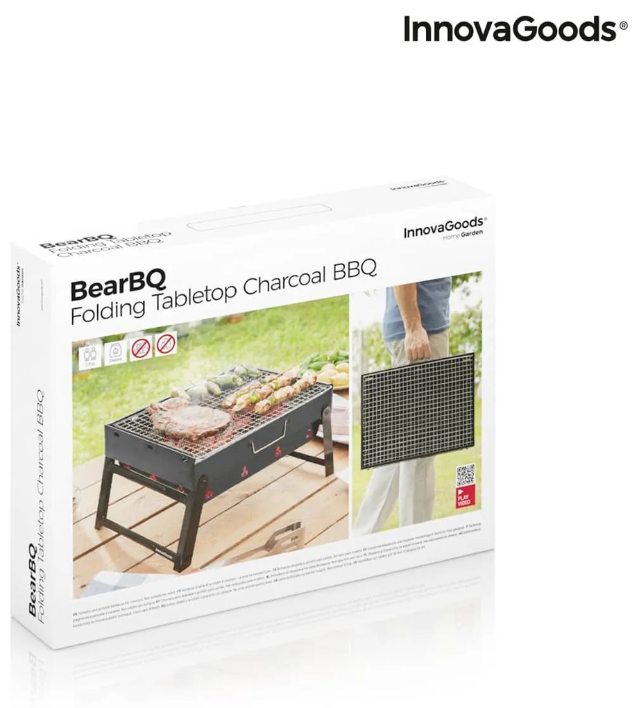 Přenosný skládací gril na dřevěné uhlí BearBQ - InnovaGoods