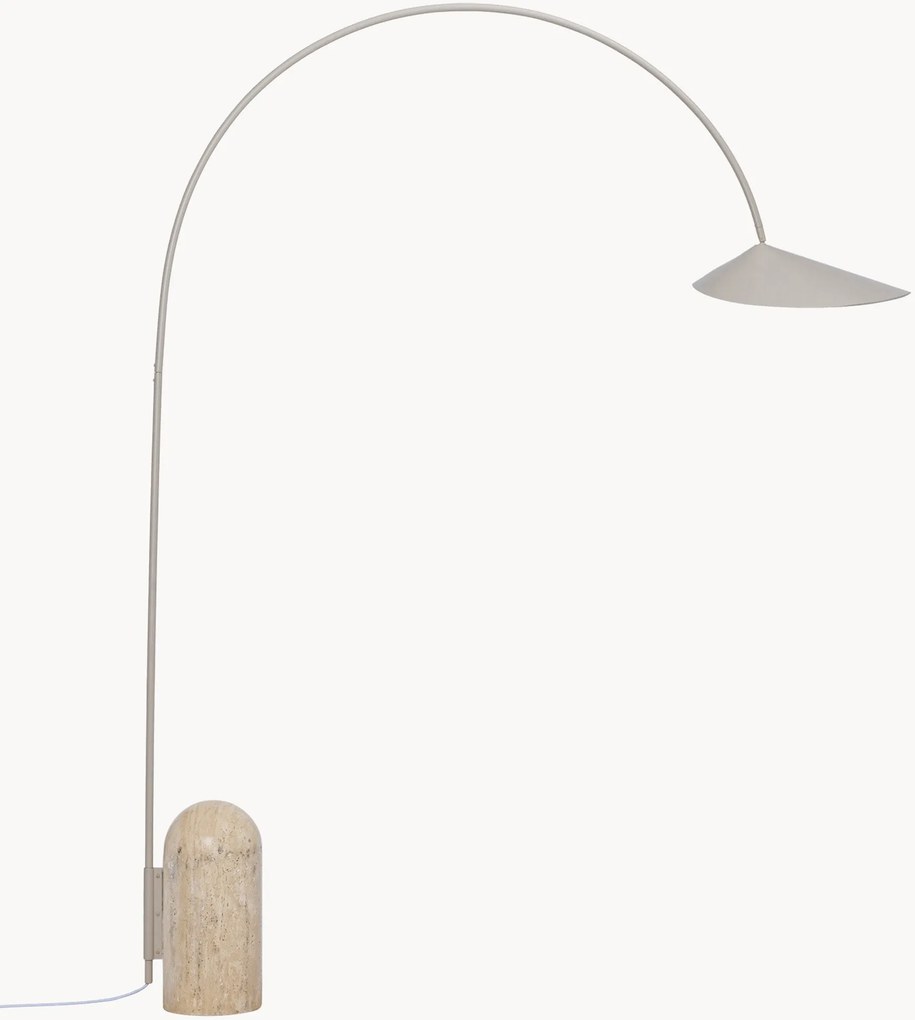Nastavitelná oblouková lampa's travertinovou podstavou Arum